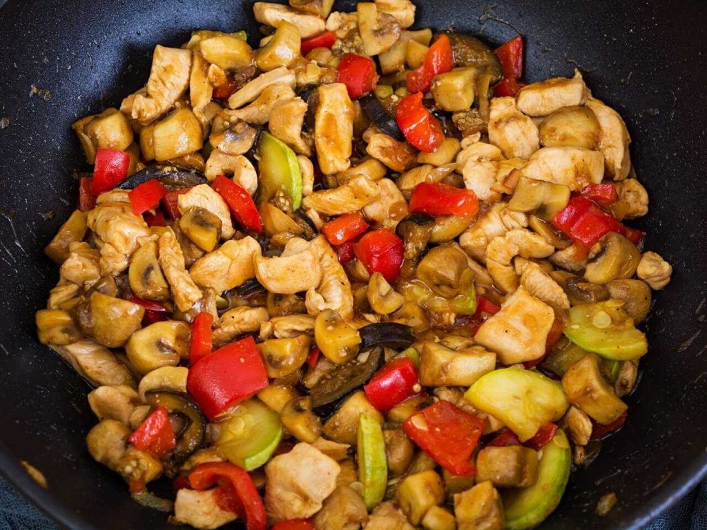 Salteado de pollo con verduras